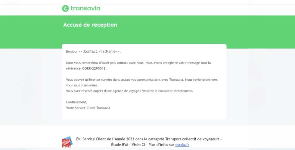 Contrôle technique défavorable du service client de Transavia? Pas si ...